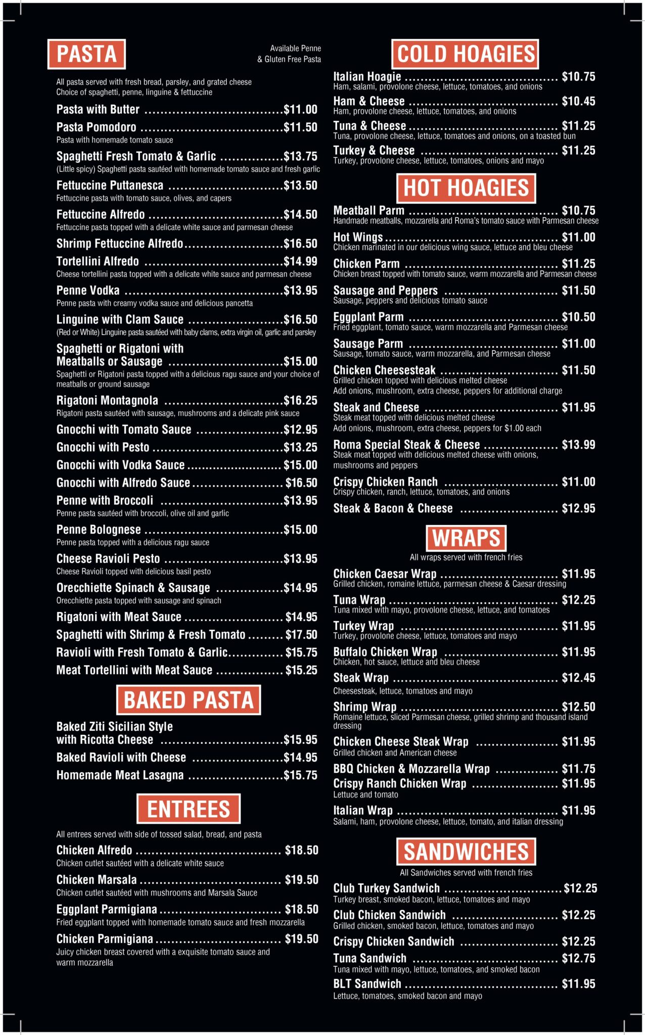 Our Menu - Tasty Pizza Offer Scranton - Roma Pizza